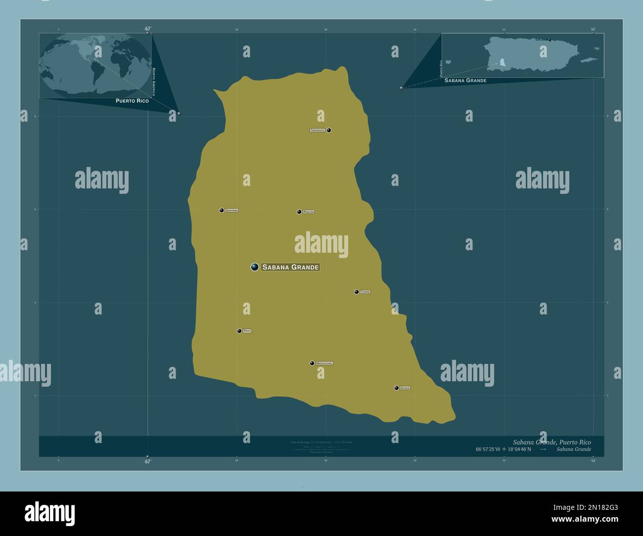 Sabana Grande, municipality of Puerto Rico. Solid color shape ...
