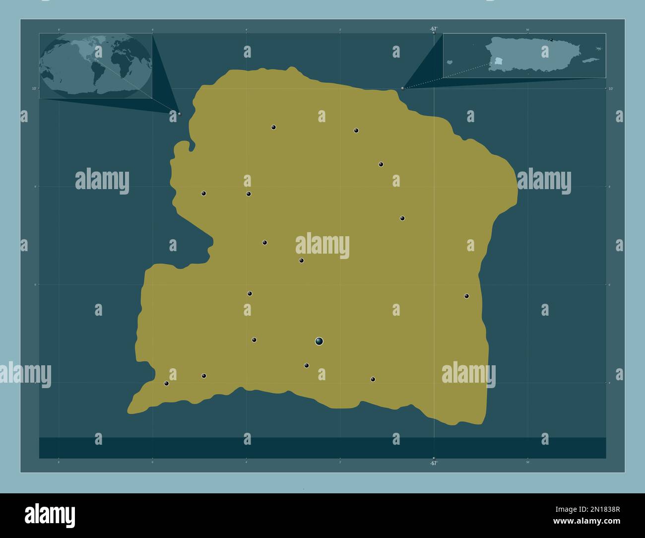 San German, municipality of Puerto Rico. Solid color shape. Locations ...