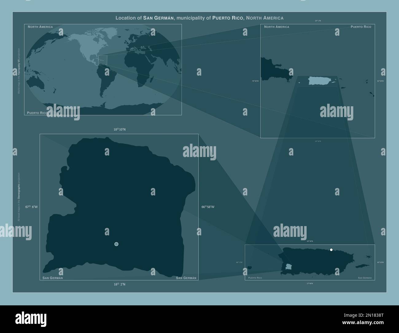 San German, municipality of Puerto Rico. Diagram showing the location ...