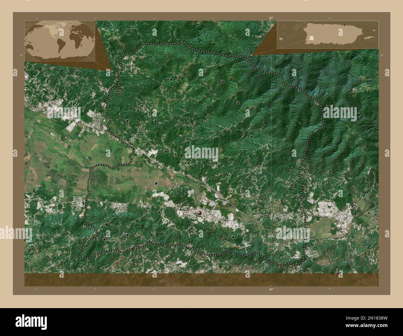 San German, municipality of Puerto Rico. Low resolution satellite map ...