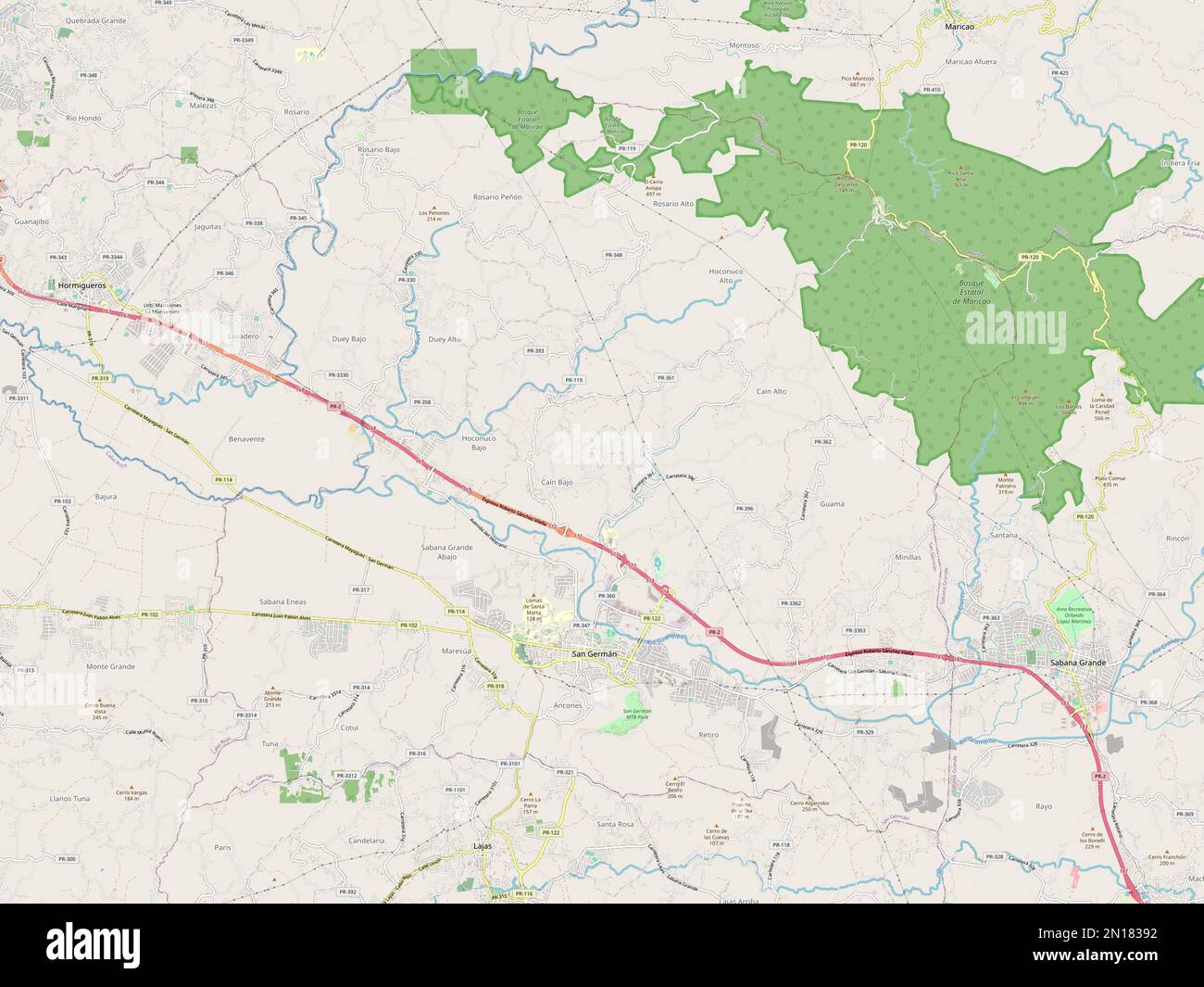 San German, municipality of Puerto Rico. Open Street Map Stock Photo ...