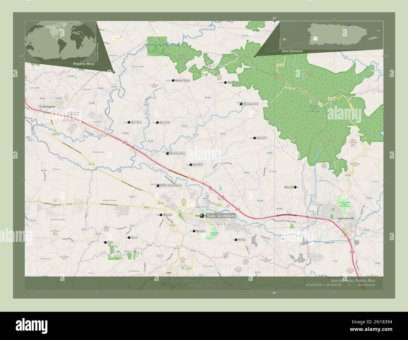 San German, municipality of Puerto Rico. Open Street Map. Locations and ...