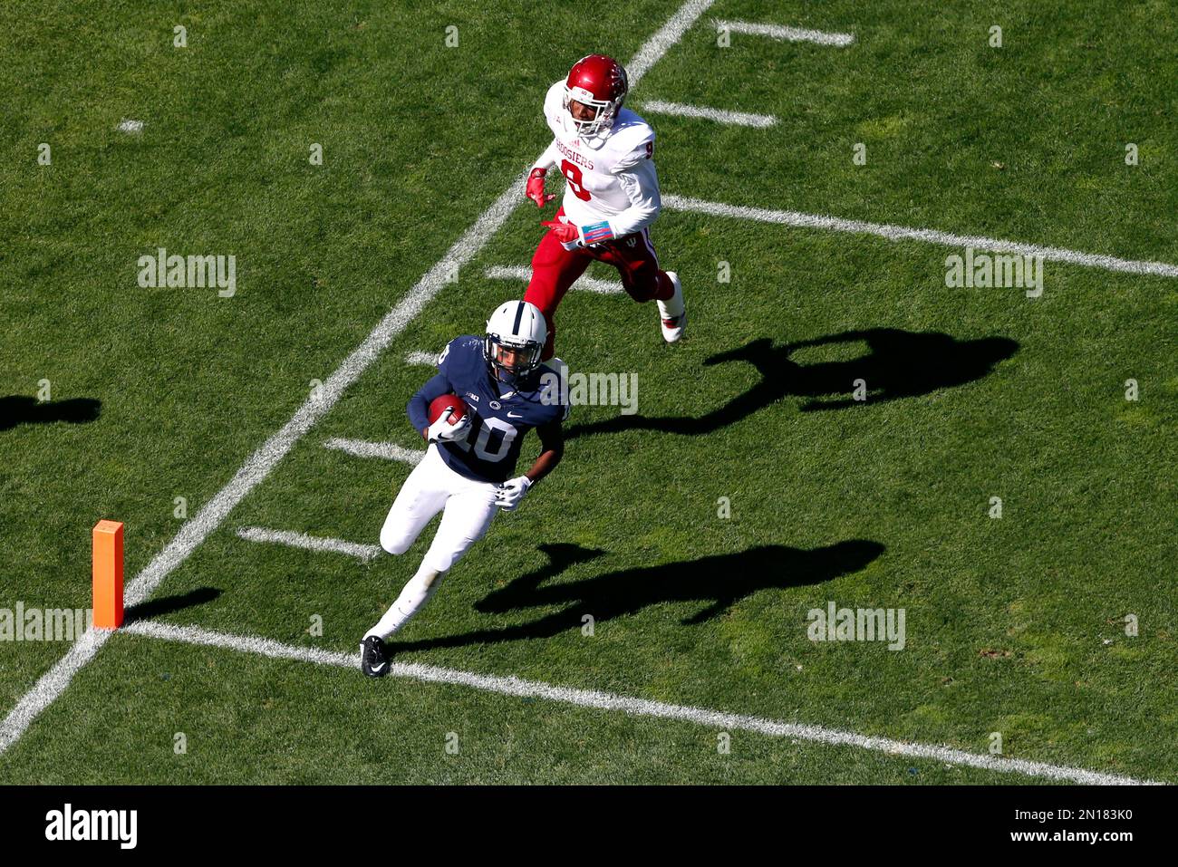 Penn State wide receiver Brandon Polk (10) beats Indiana defensive back ...