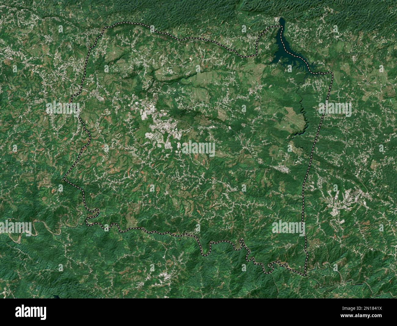 San Sebastian, municipality of Puerto Rico. Low resolution satellite ...