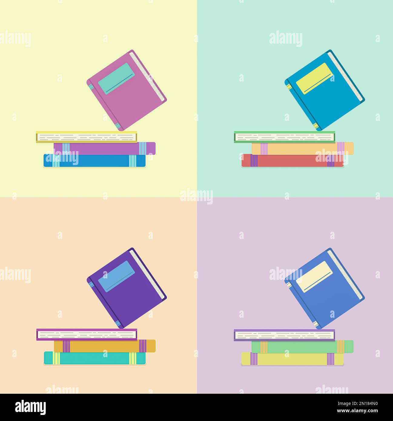 Set of colored books in flat design Stock Photo - Alamy