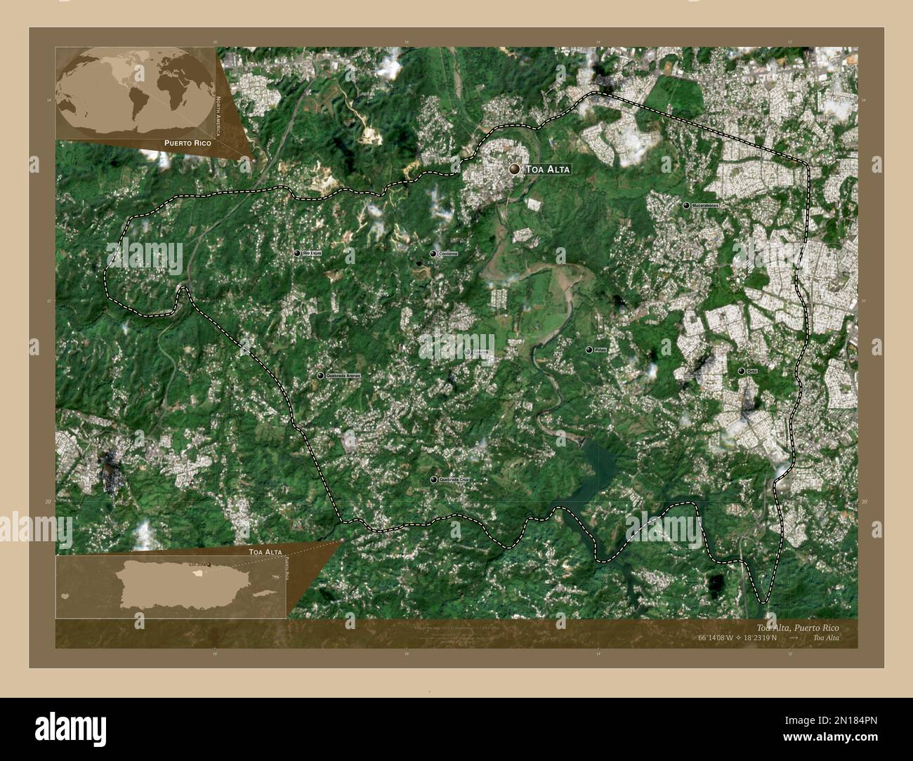 Toa Alta, municipality of Puerto Rico. Low resolution satellite map ...