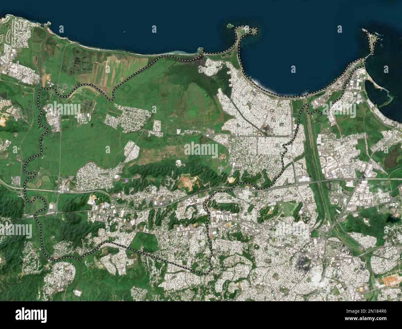 Toa Baja, municipality of Puerto Rico. Low resolution satellite map ...