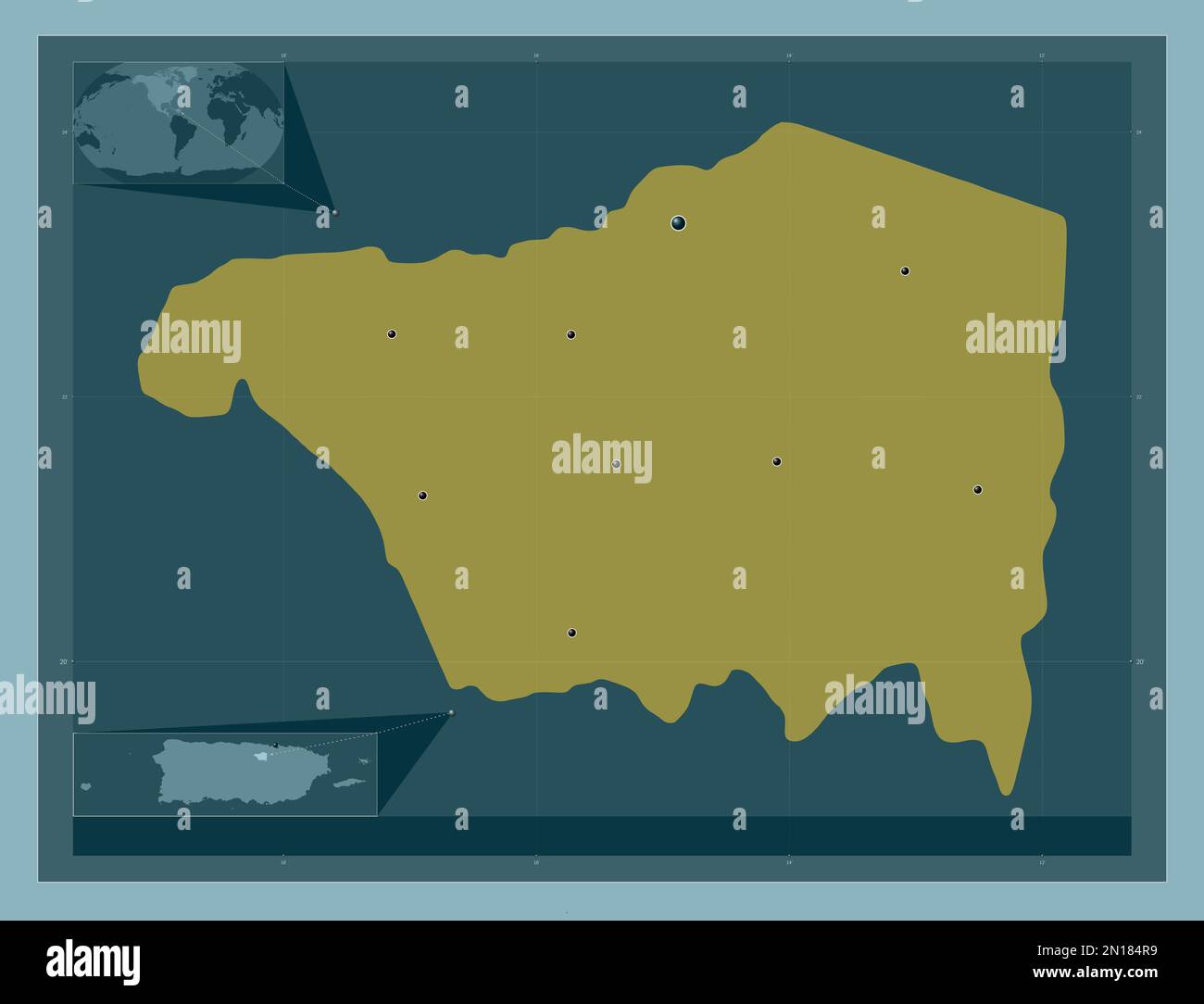 Toa Alta, municipality of Puerto Rico. Solid color shape. Locations of ...