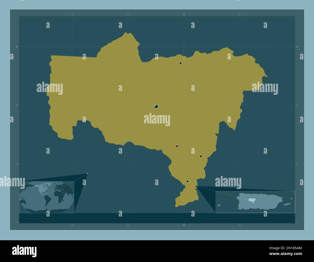 Utuado, municipality of Puerto Rico. Solid color shape. Locations of ...