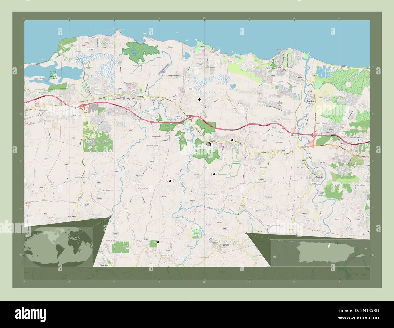 Vega Alta, municipality of Puerto Rico. Open Street Map. Locations of ...