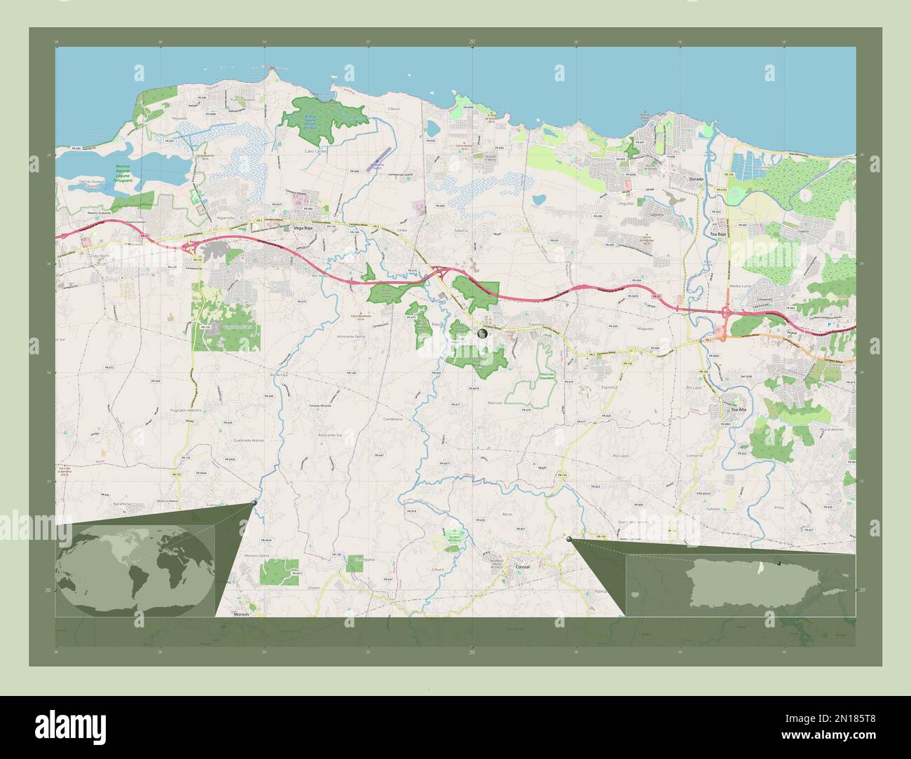 Vega Alta, municipality of Puerto Rico. Open Street Map. Corner ...