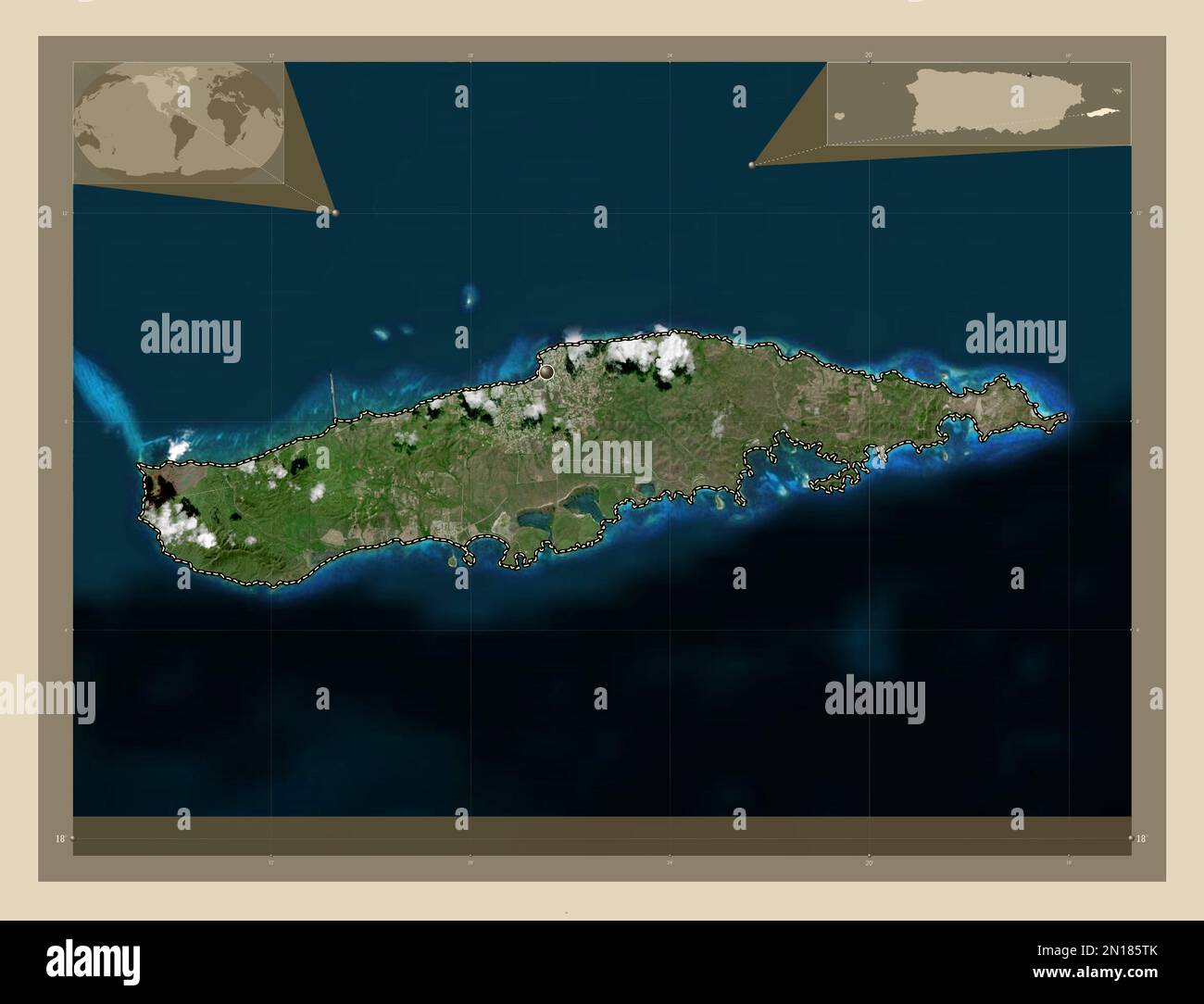 Vieques, municipality of Puerto Rico. High resolution satellite map ...