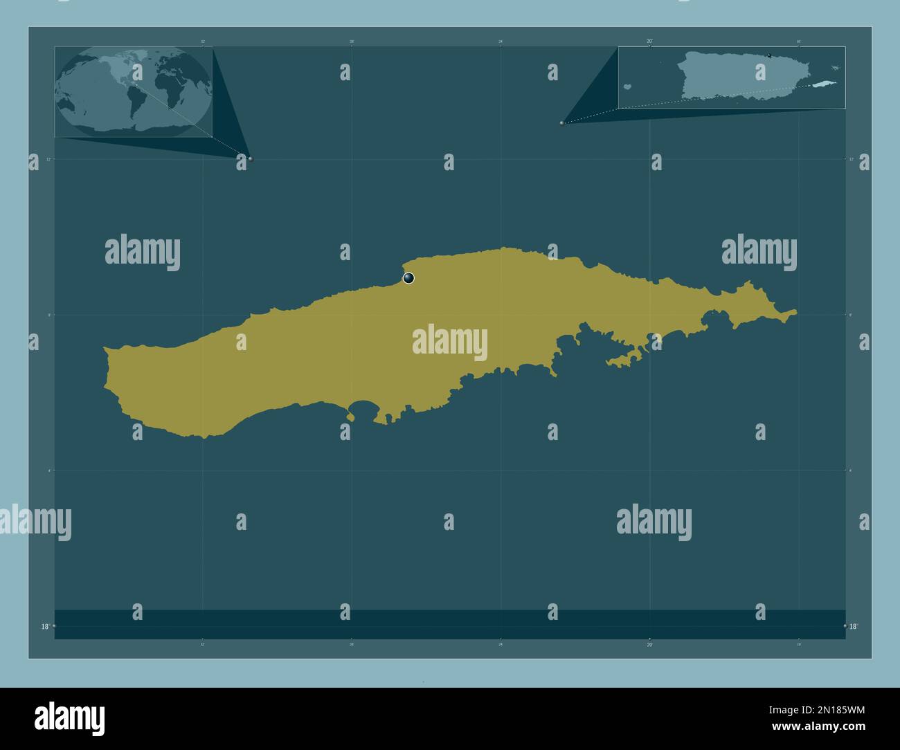 Vieques, municipality of Puerto Rico. Solid color shape. Corner ...