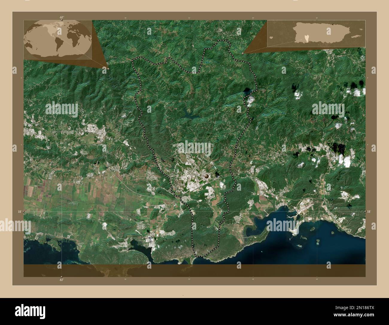 Yauco, municipality of Puerto Rico. Low resolution satellite map ...