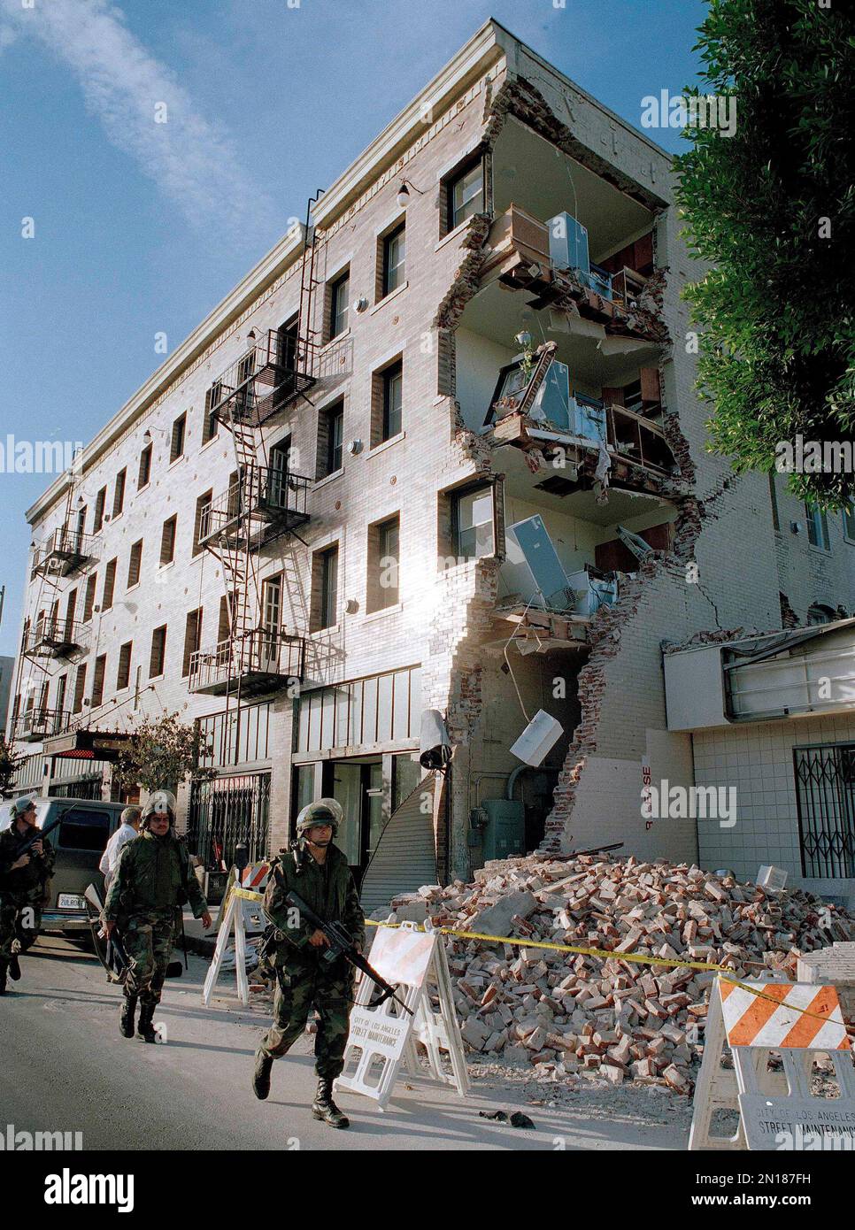 FILE - In this Jan. 18, 1994, file photo, California National Guardsman ...