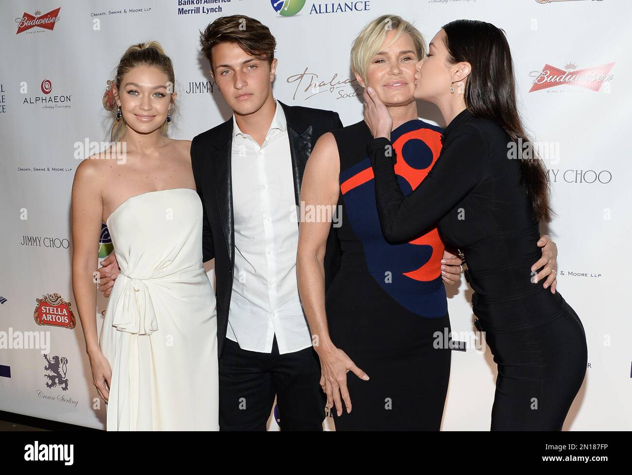 The Hadid family, from left, Gigi Hadid, Anwar Hadid, Yolanda Foster ...