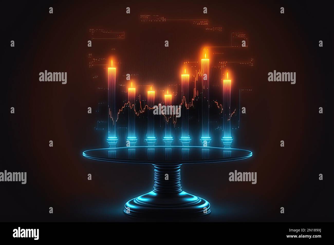 A dark screen background with visuals of colorful chart. Symbol of ...