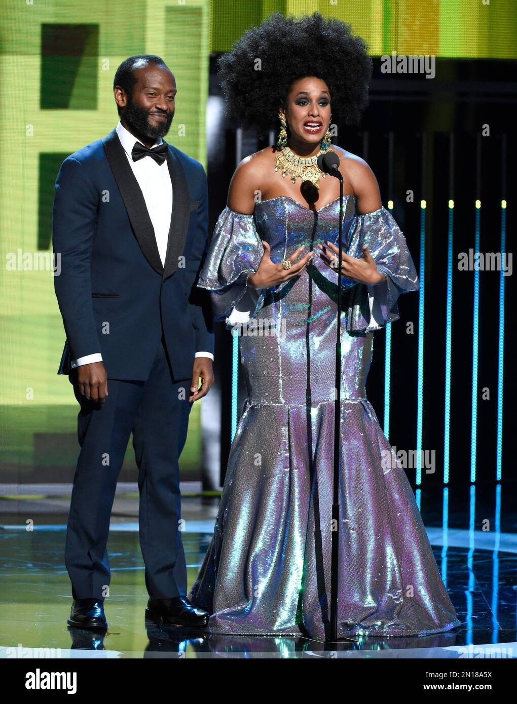 Modesto Lacen, left, and Jeimy Osorio introduce a tribute to Celia Cruz ...
