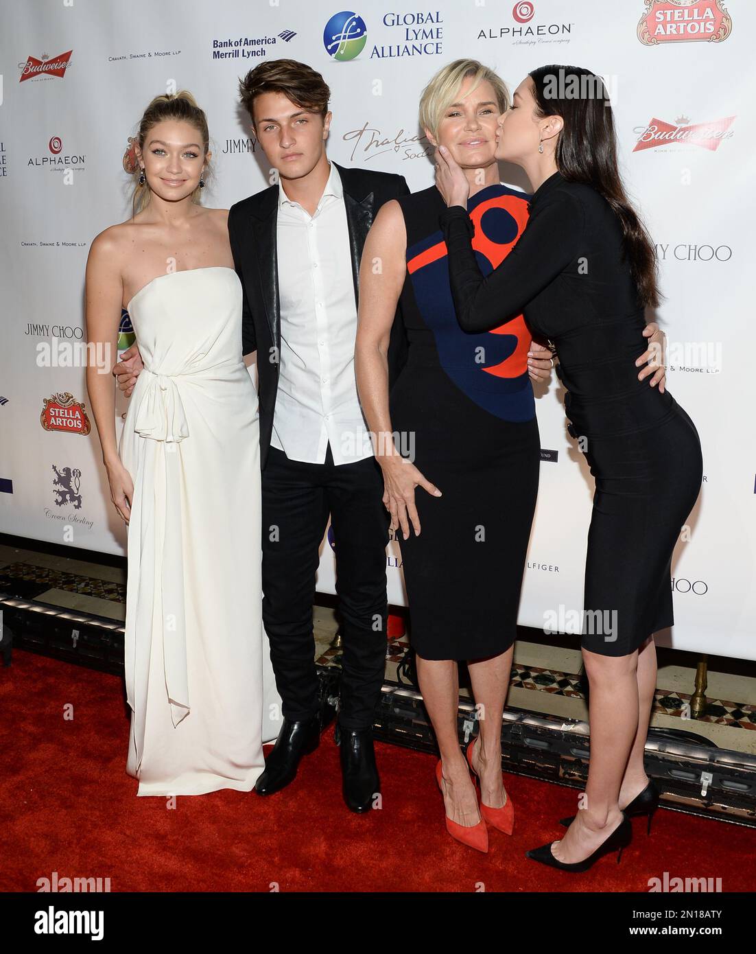 The Hadid family, from left, Gigi Hadid, Anwar Hadid, Yolanda Foster ...