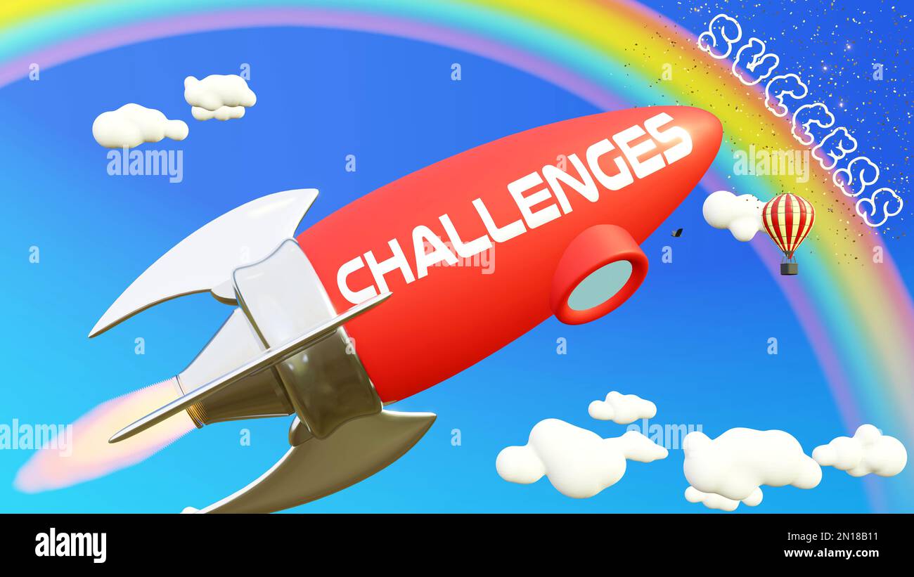 Challenges lead to achieving success in business and life. Cartoon ...