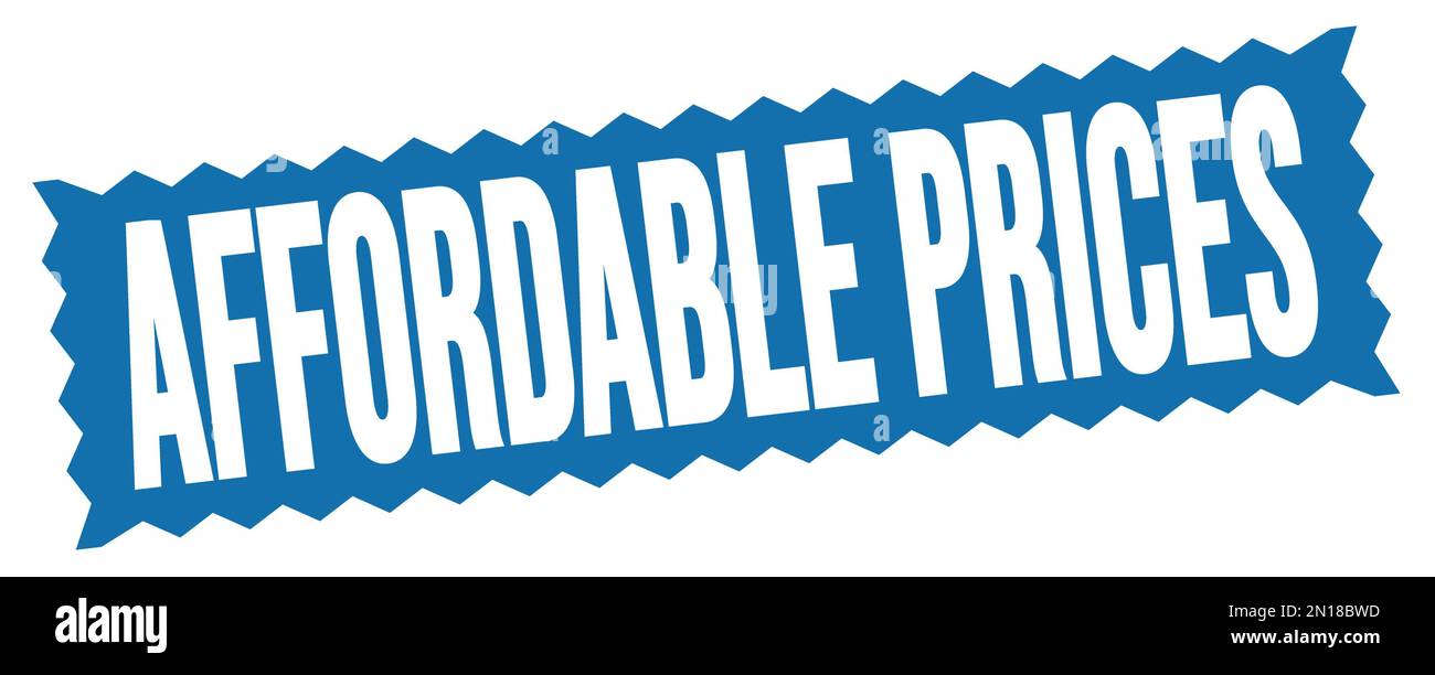 AFFORDABLE PRICES text written on blue zig-zag stamp sign Stock Photo ...