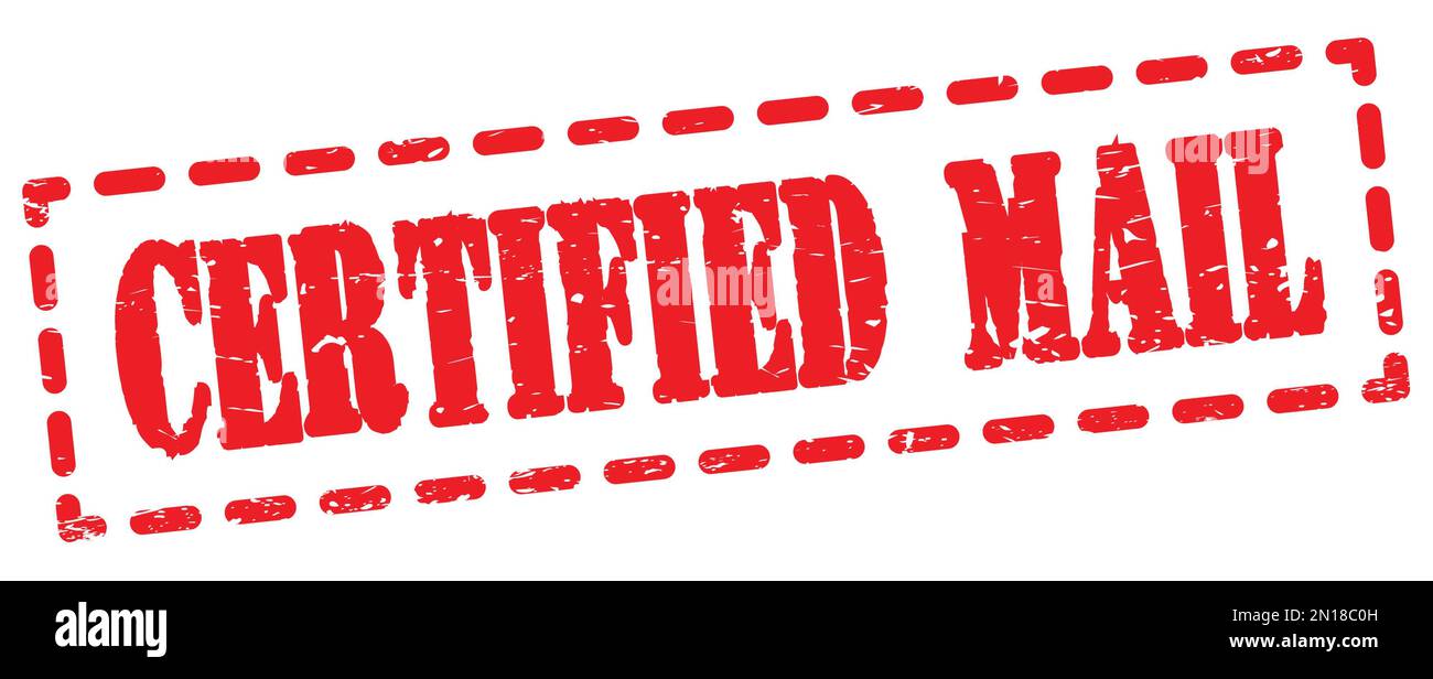 CERTIFIED MAIL text written on red dash stamp sign Stock Photo - Alamy
