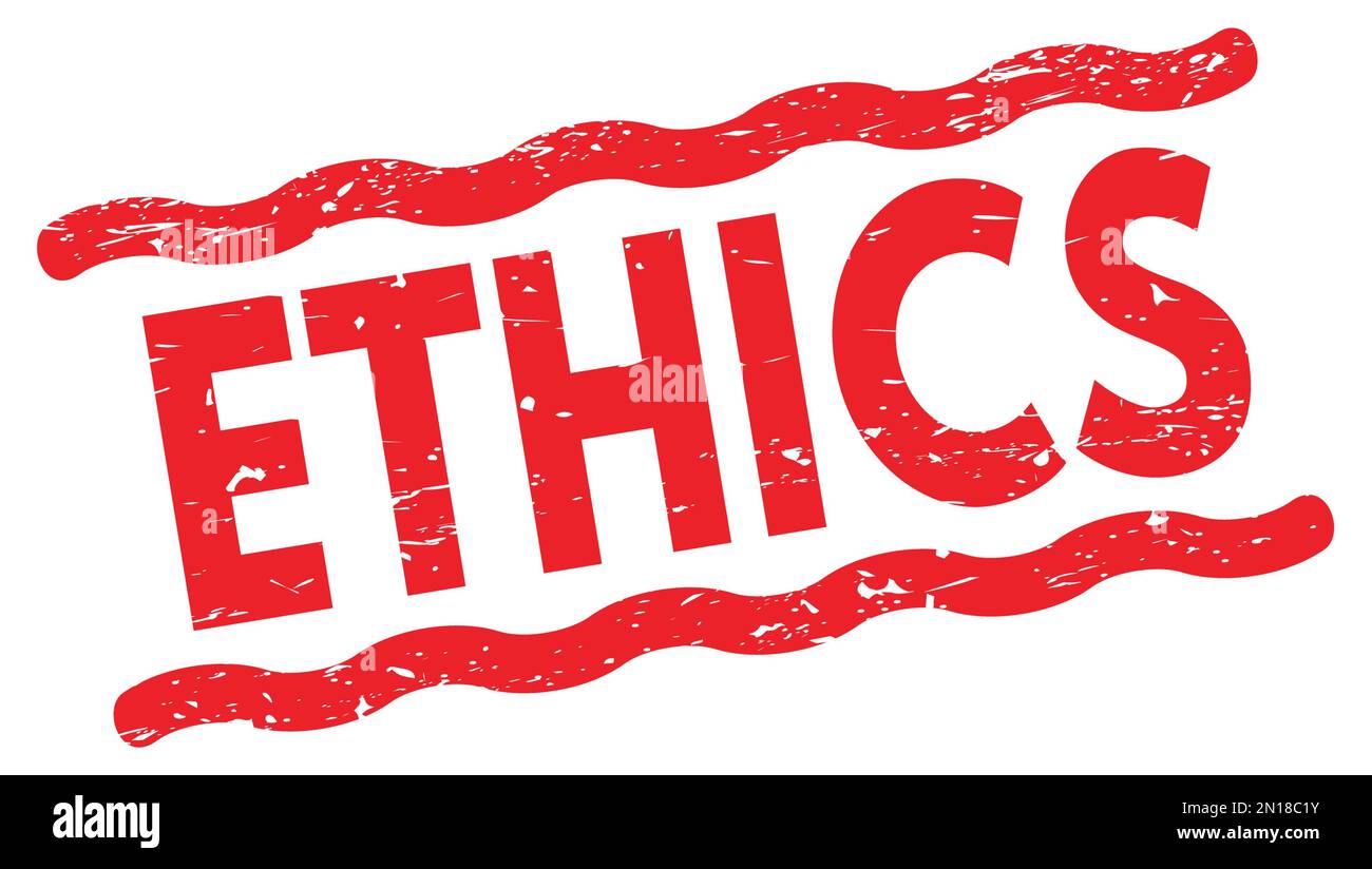 ETHICS text written on red lines stamp sign Stock Photo - Alamy