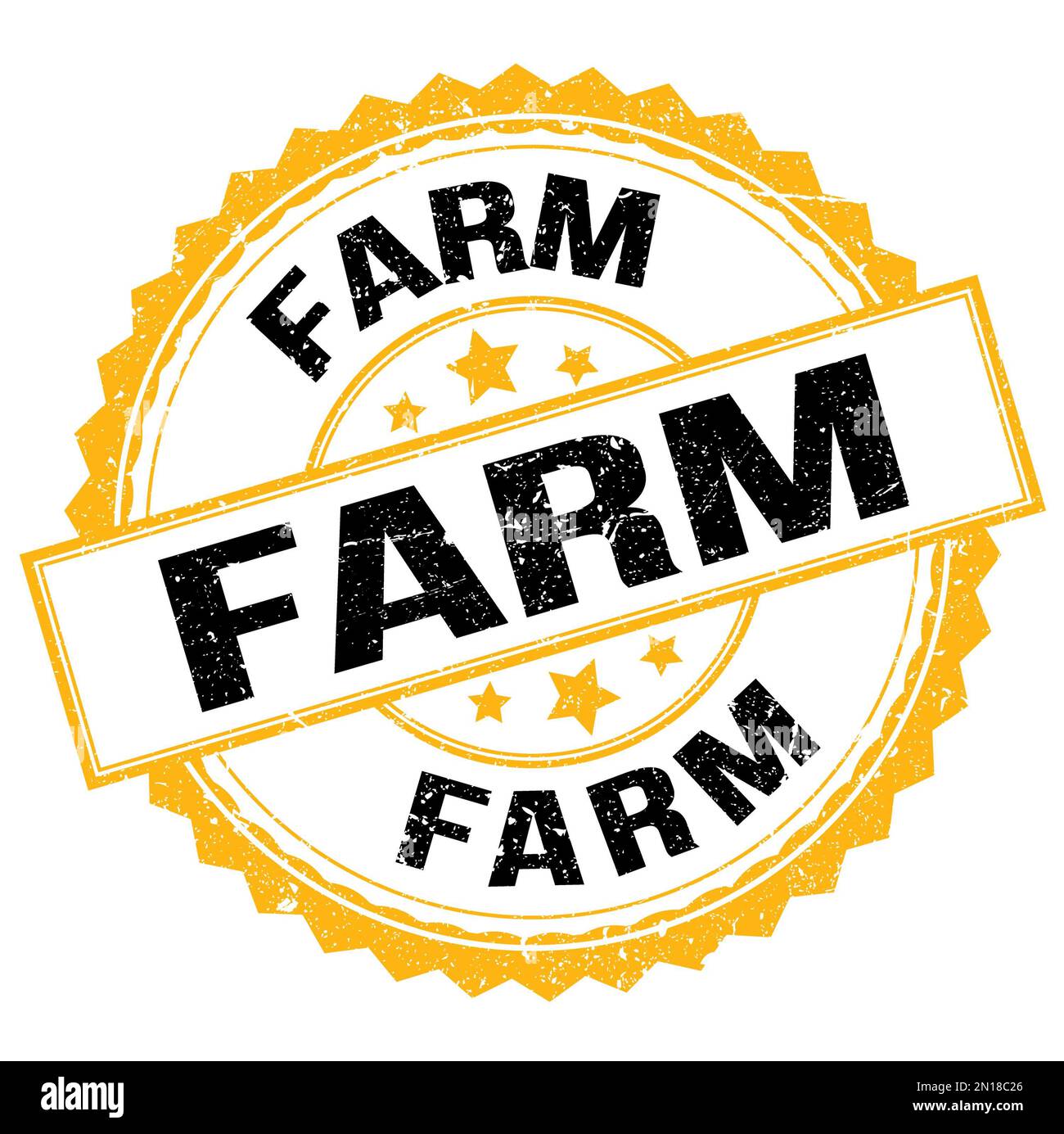 FARM text written on yellow-black round stamp sign Stock Photo - Alamy