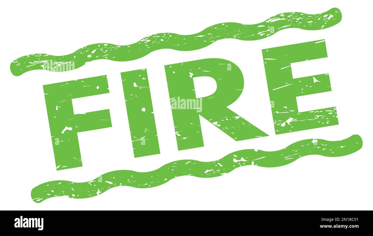 FIRE text written on green lines stamp sign Stock Photo - Alamy
