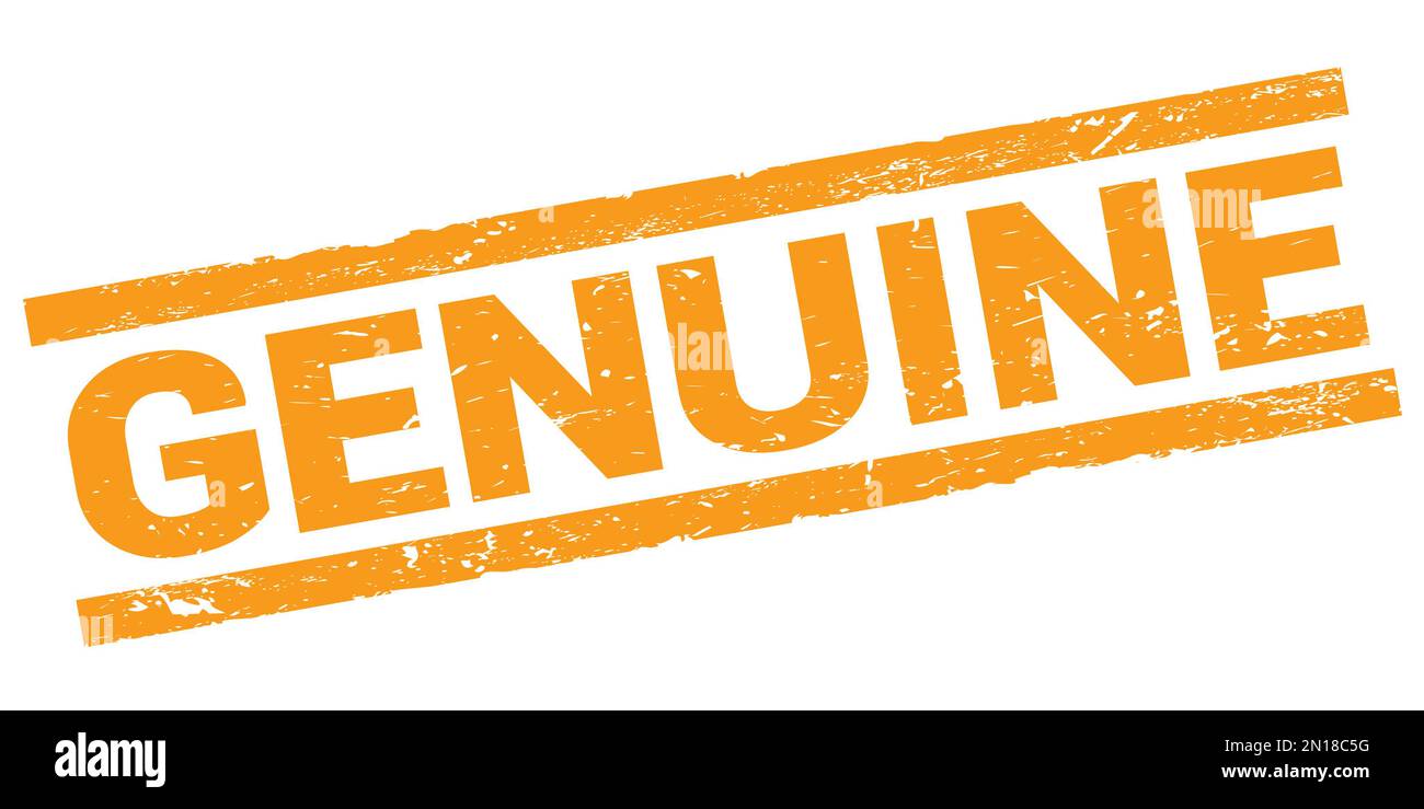 GENUINE text written on orange rectangle stamp sign Stock Photo - Alamy