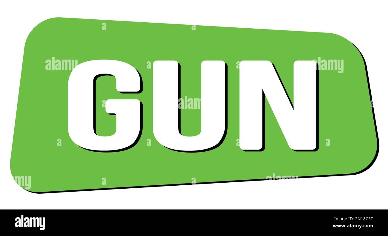 GUN text written on green trapeze stamp sign Stock Photo - Alamy