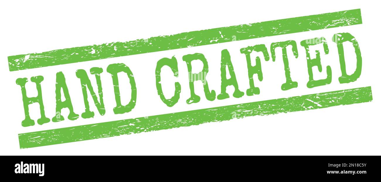 HAND CRAFTED text written on green grungy lines stamp sign Stock Photo ...