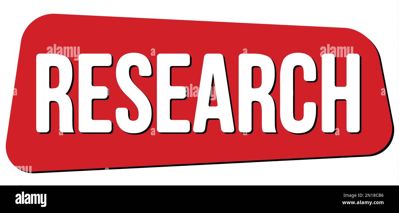 RESEARCH text written on red trapeze stamp sign Stock Photo - Alamy