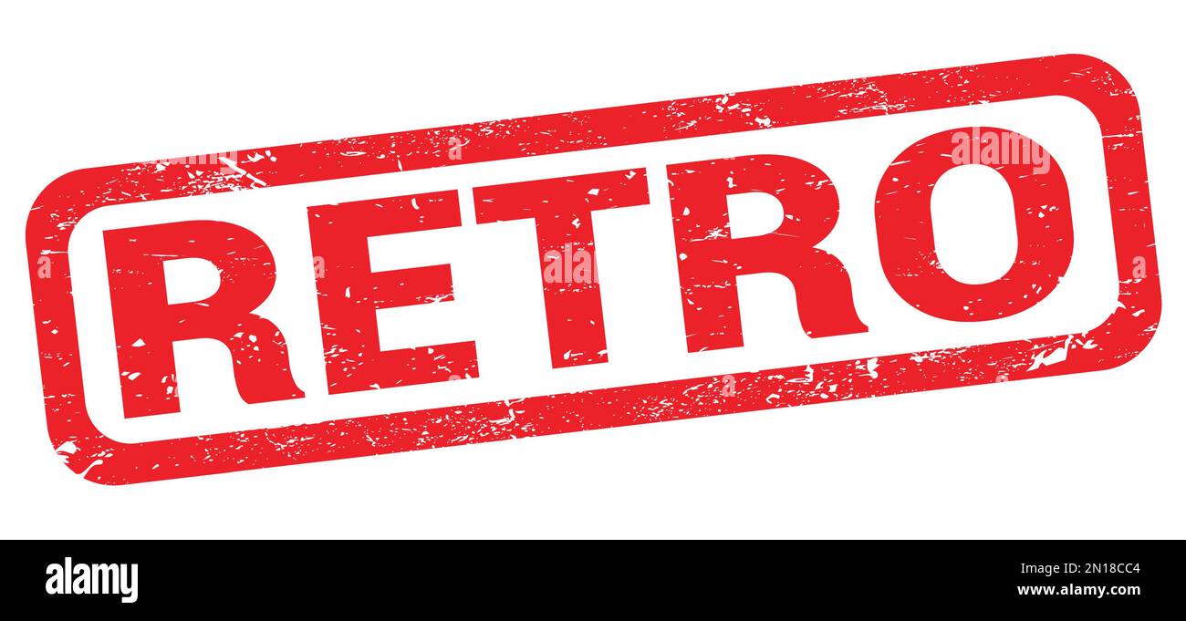 RETRO text written on red rectangle stamp sign Stock Photo - Alamy