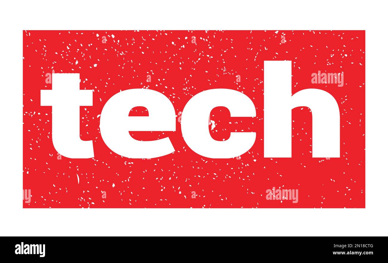 tech text written on red grungy stamp sign Stock Photo - Alamy