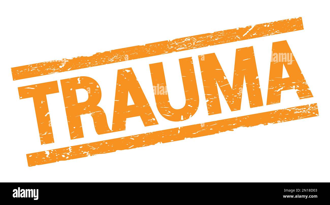 TRAUMA text written on orange rectangle stamp sign Stock Photo - Alamy