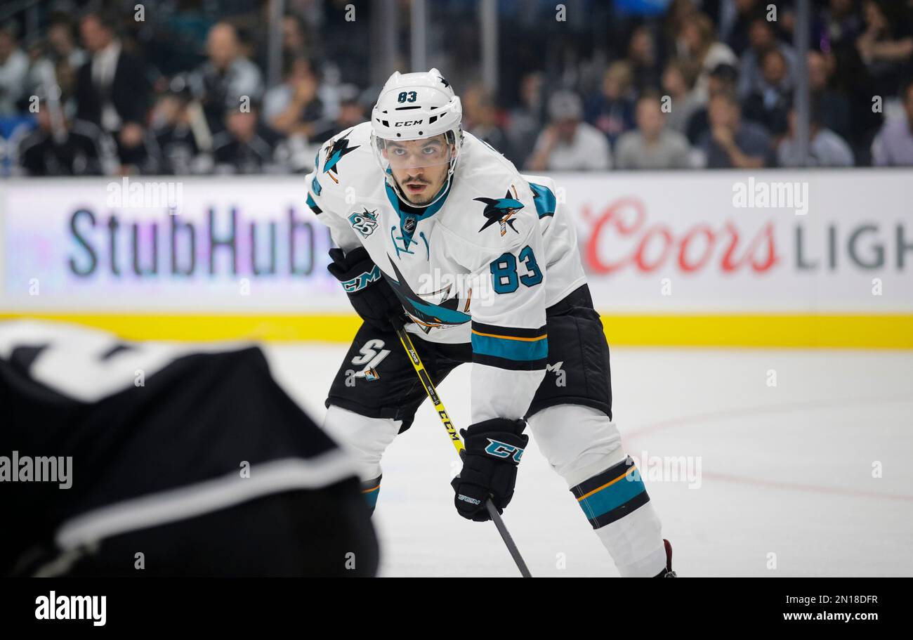 San Jose Sharks' Matt Nieto watches during the first period of an NHL ...