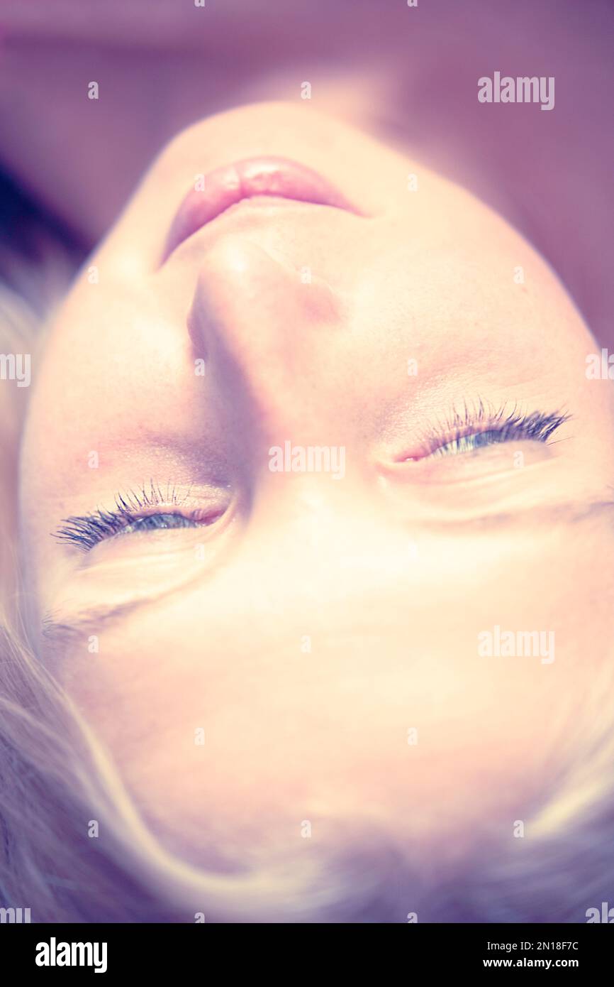 Woman from above blonde hi-res stock photography and images - Alamy