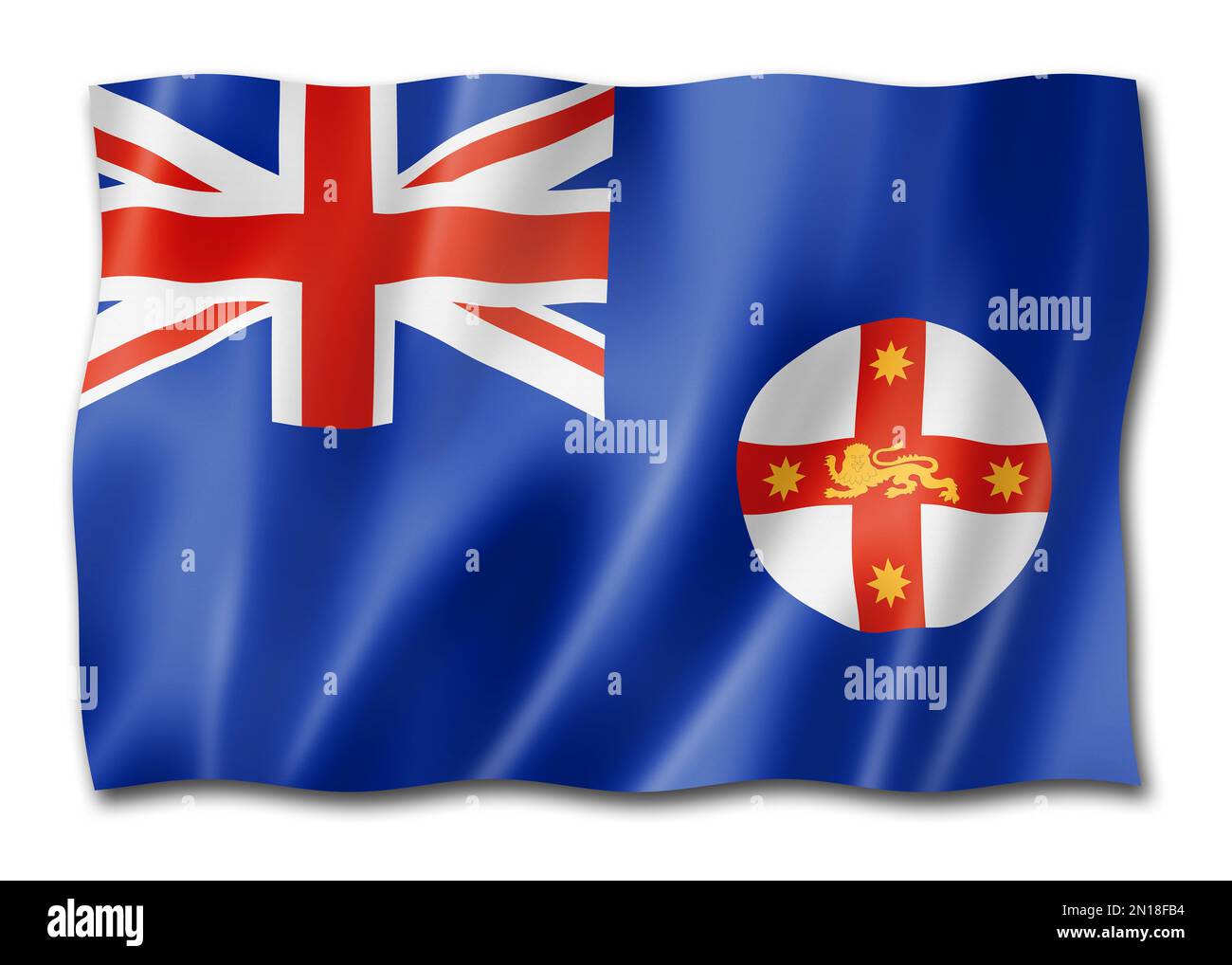 New South Wales state flag, Australia waving banner collection. 3D ...
