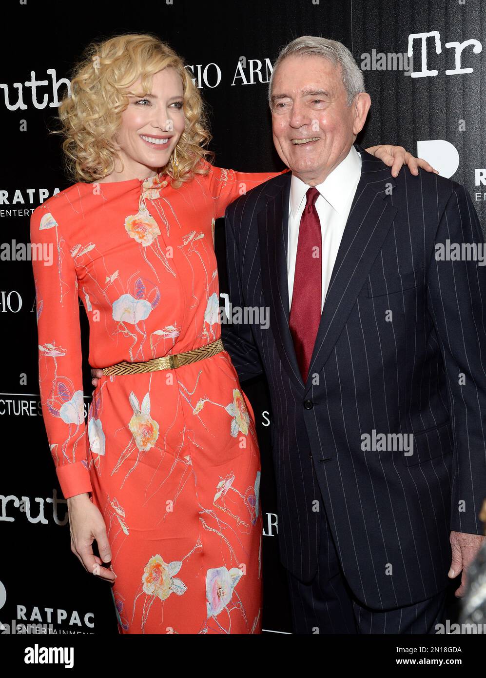 Actor Cate Blanchett and television journalist Dan Rather attend a ...