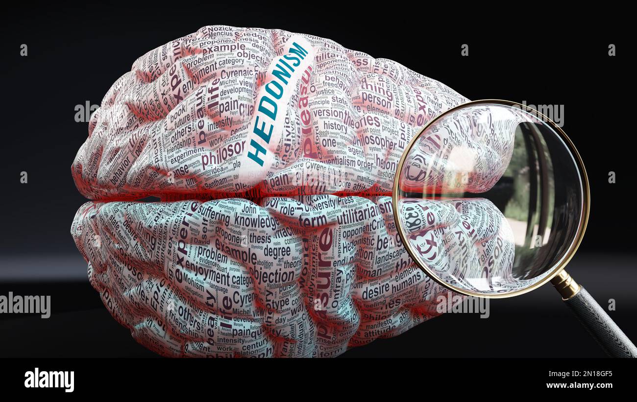 Hedonism In Human Brain A Concept Showing Hundreds Of Crucial Words Related To Hedonism