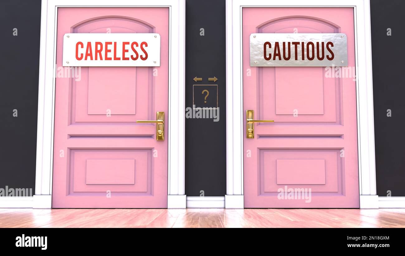 Careless or Cautious - making decision by choosing either one option ...