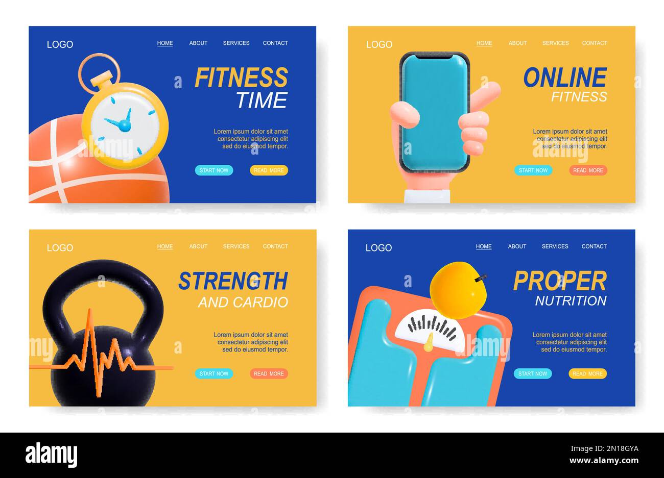 Online fitness proper nutrition weight cardio training horizontal web ...