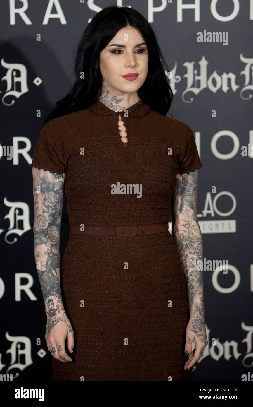 US tattoo artist Kat Von D poses for photographers during the ...