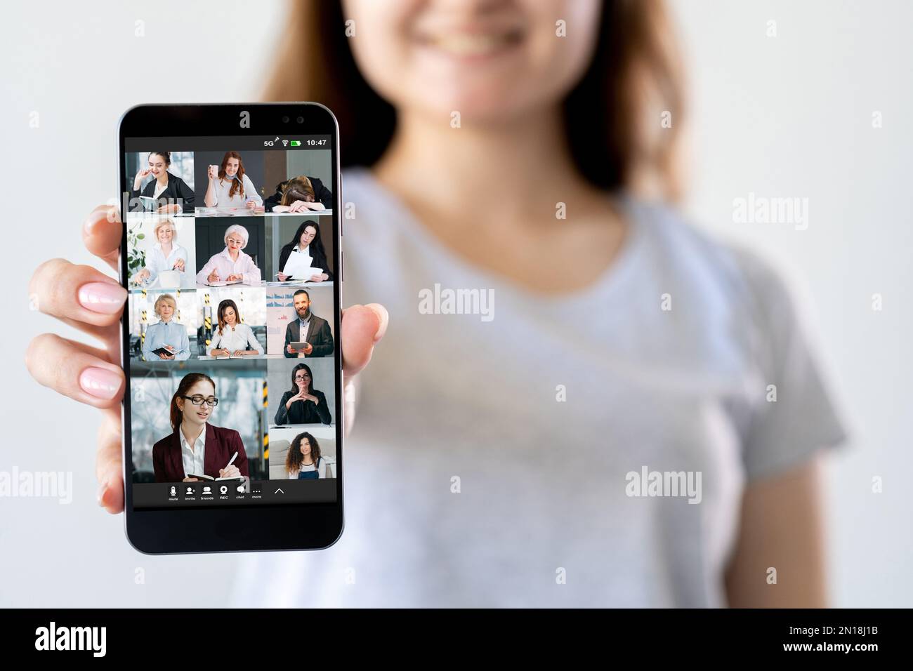 mobile conference video call business team screen Stock Photo - Alamy