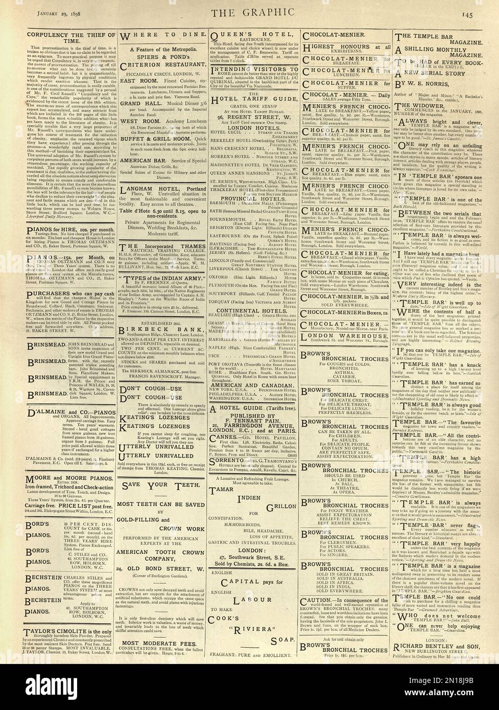 vinatge page of newspaper notices, Victorian 1890s, 19th Century Stock ...