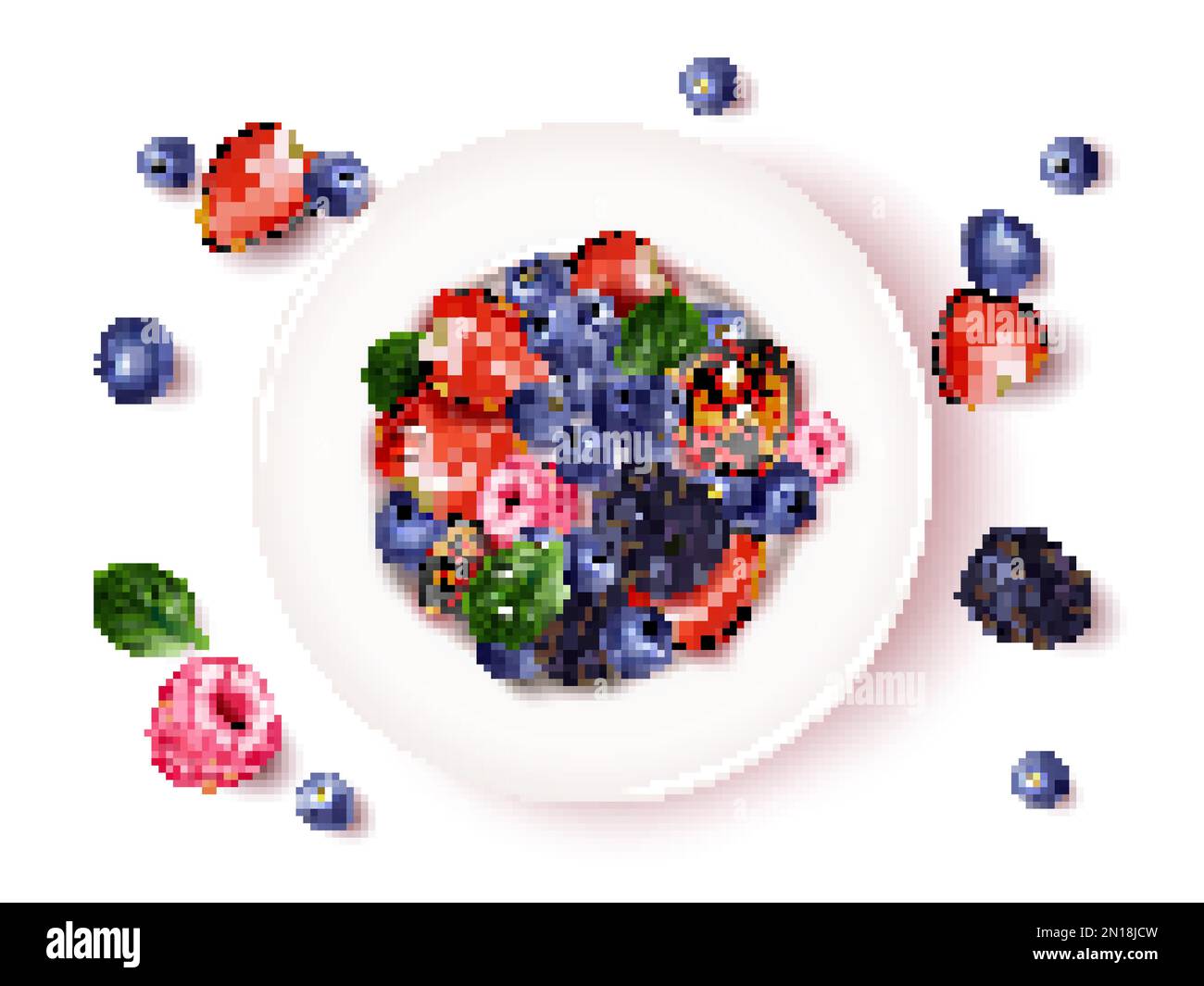 Raspberries top view Stock Vector Images - Alamy
