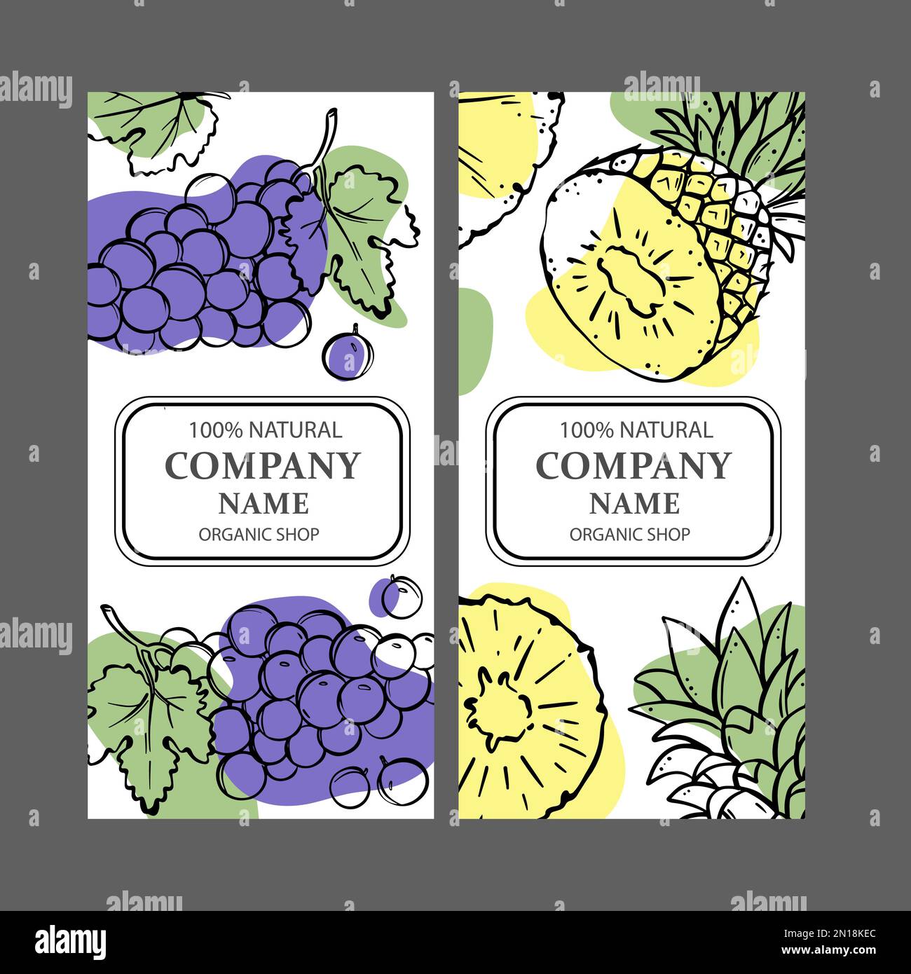 GRAPE PINEAPPLE LABELS Design Of Stickers For Shop Of Tropical Organic ...