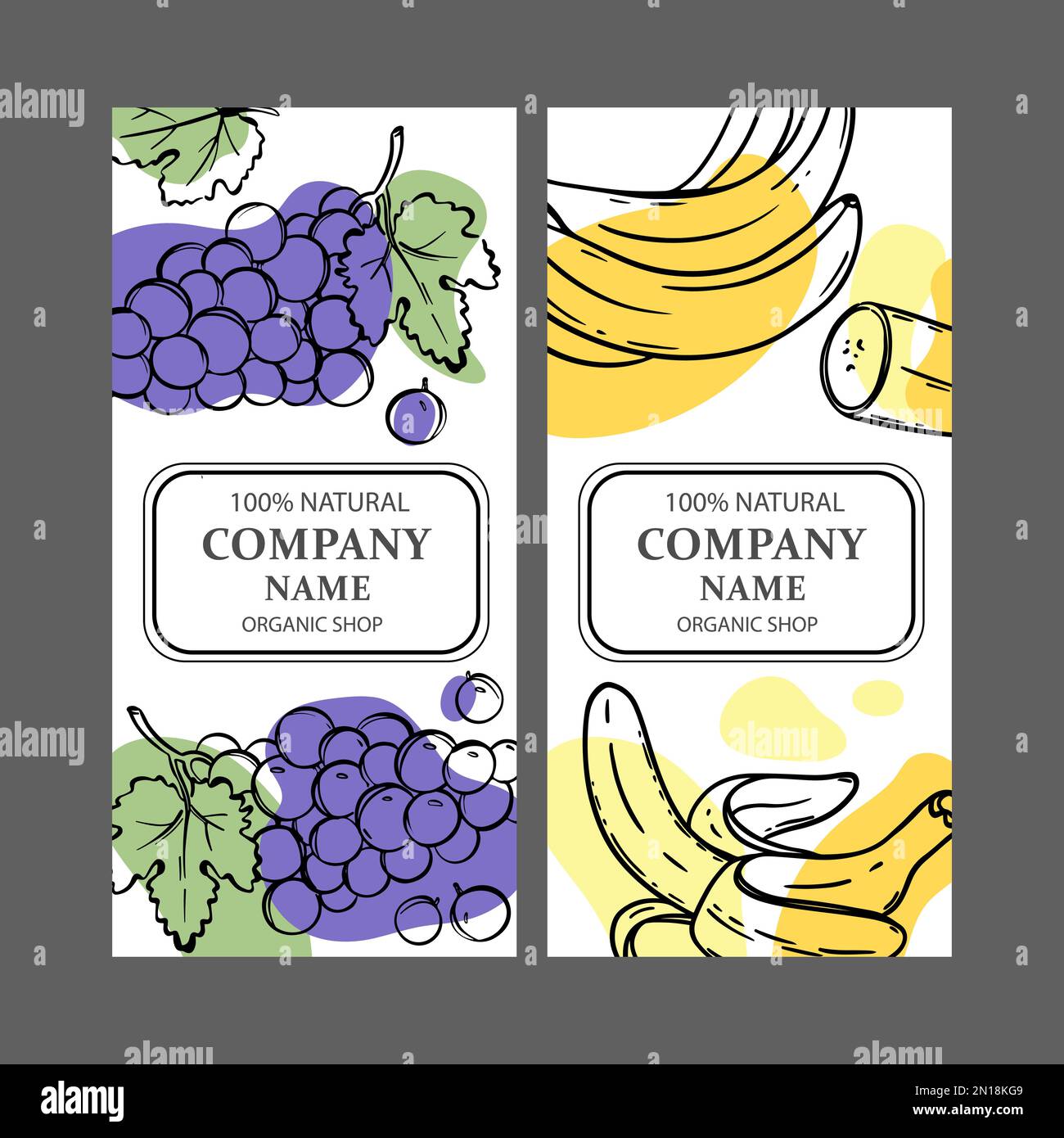 GRAPE BANANA LABELS Design Of Stickers For Shop Of Tropical Organic ...