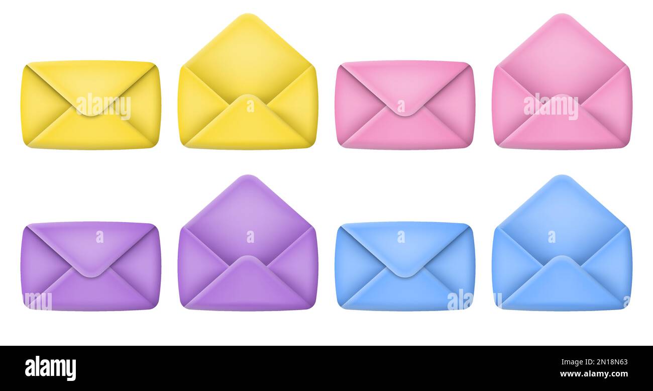 3d mail envelope icon set. Vector illustration. Eps 10 Stock Vector ...